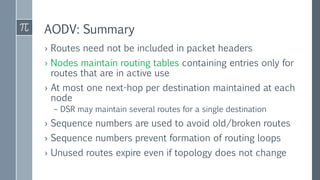 AODV (adhoc ondemand distance vector routing) | PPTX