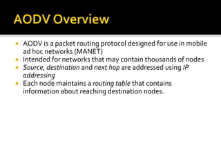 AODV routing protocol | PPTX