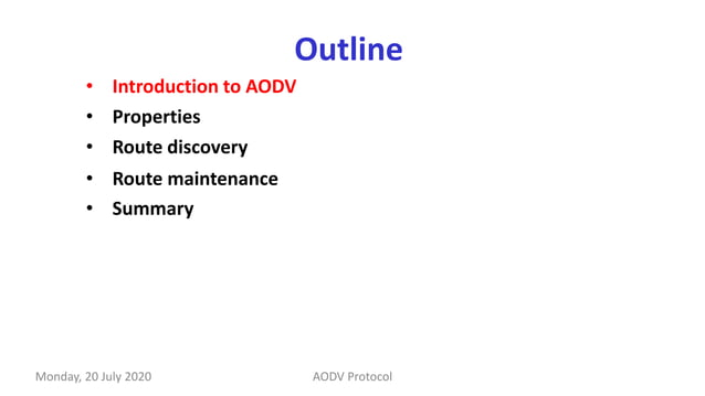 AODV - Ad hoc On-Demand Distance Vector Routing Protocols | PPTX