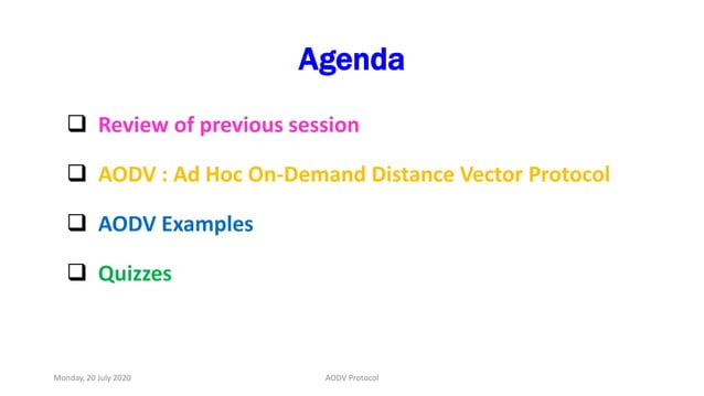 AODV - Ad hoc On-Demand Distance Vector Routing Protocols | PPTX