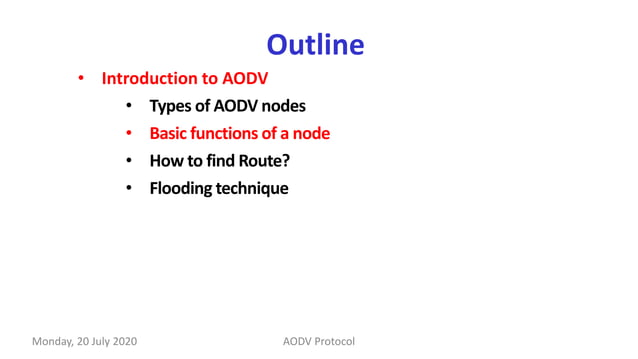 AODV - Ad hoc On-Demand Distance Vector Routing Protocols | PPTX