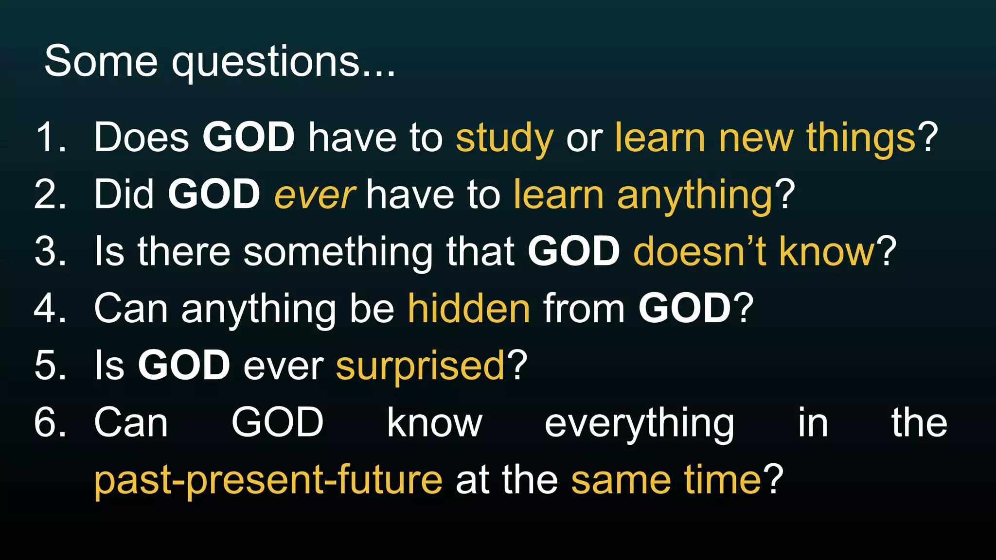10 Attributes of God Lesson 3 Omniscience | PDF