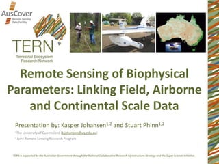 Remote sensing of biophysical parameters: linking field, airborne and continental scale data ...