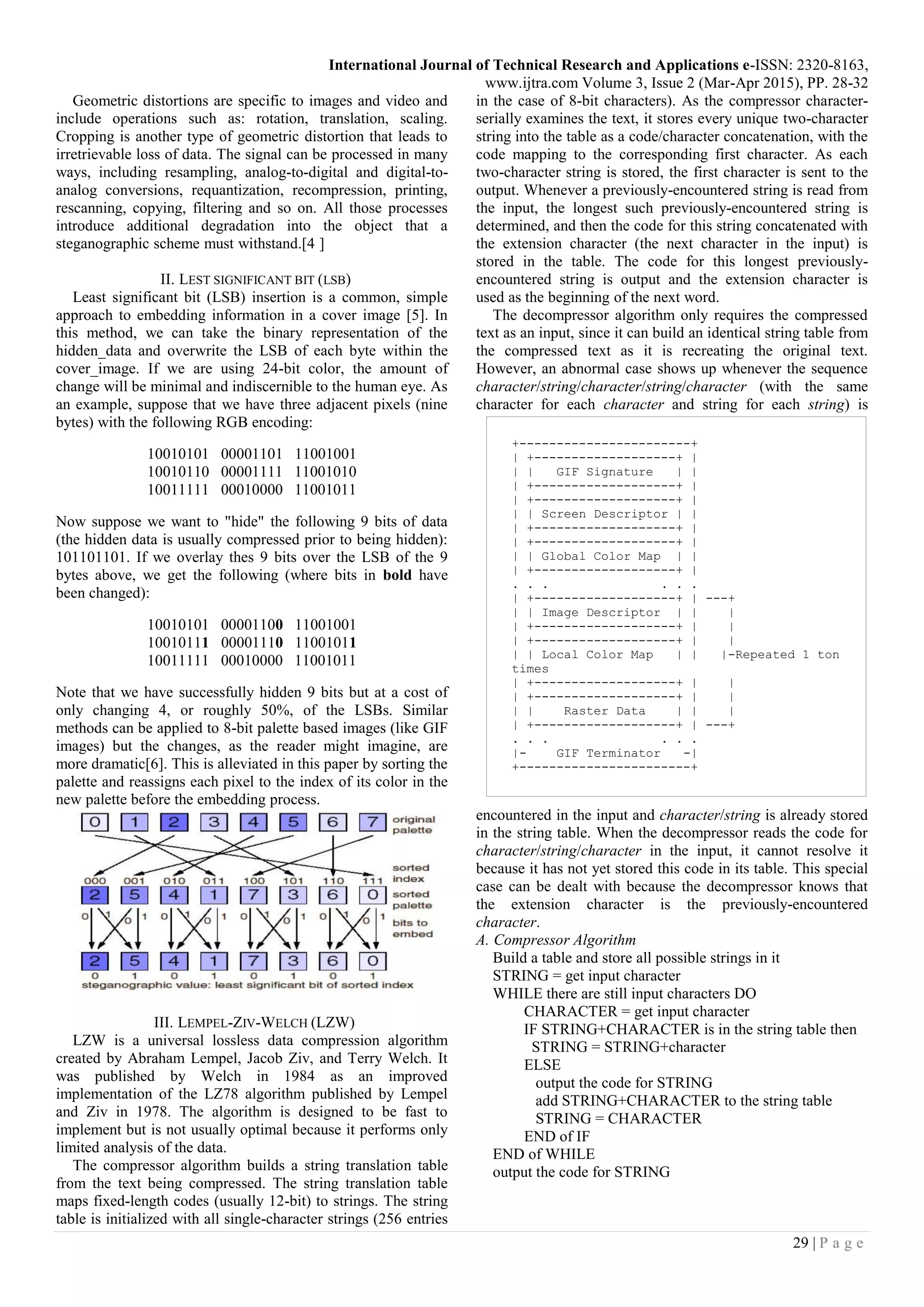EFFICIENT DATA HIDING SYSTEM USING LZW CRYPTOGRAPHY AND GIF IMAGE STEGANOGRAPHY | PDF