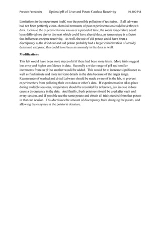 Ao k human and natural sciences - enzyme lab | DOCX