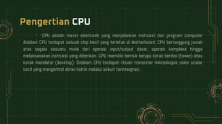 mengenal Hardware dan komponen - komponen CPU | PPT