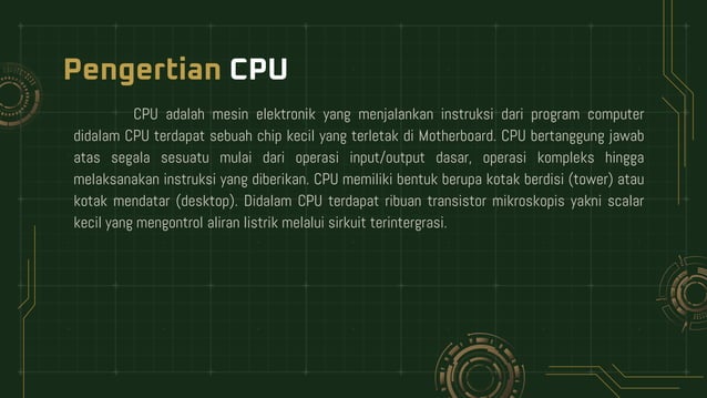 mengenal Hardware dan komponen - komponen CPU | PPT