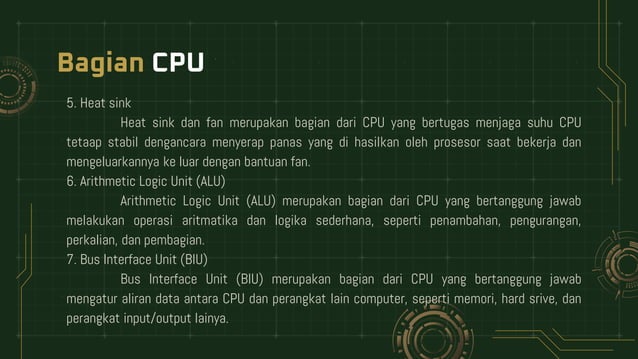 mengenal Hardware dan komponen - komponen CPU | PPT