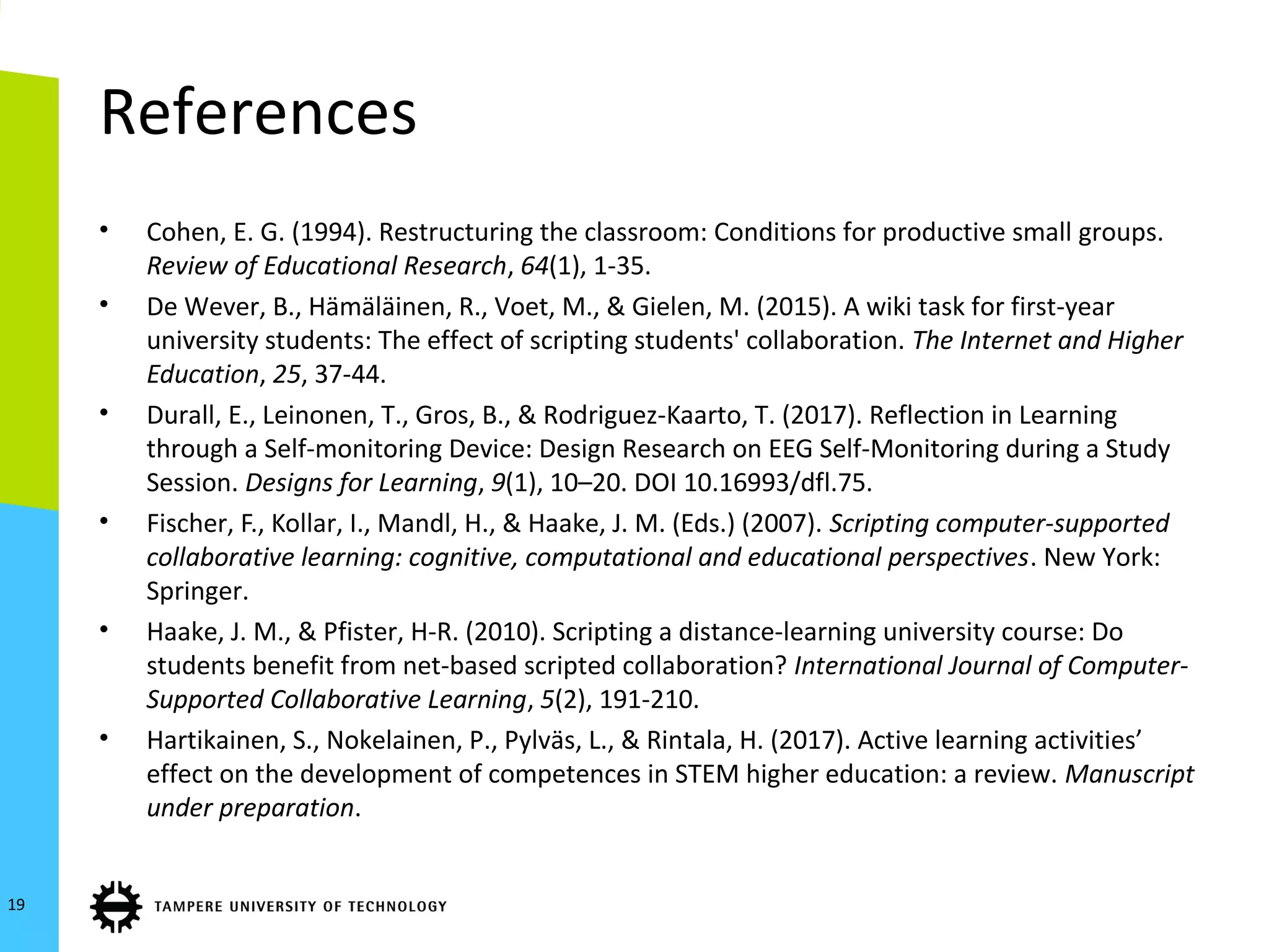 Pedagogical scripting in CSCL | PPT