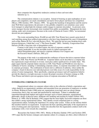 AOL Time Warner WorldCom Inc. Corporate Governance And Diffusion Of ...