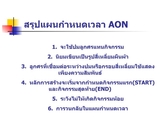 Aon Critical Path Method Scheduling บท 9 | PPT