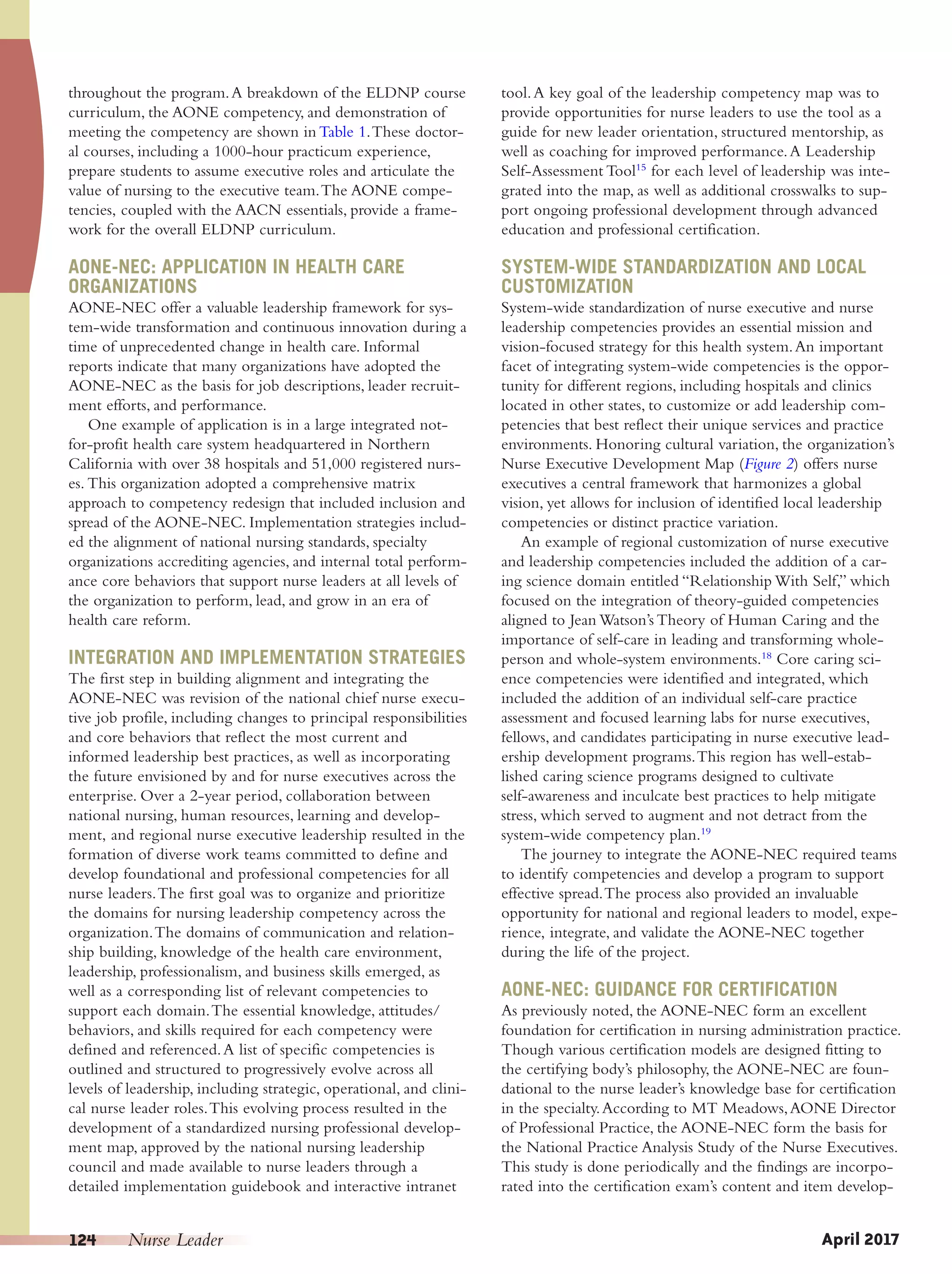 Aone nurse executive competencies | PDF