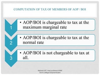 TAX ASSESSMENT OF ASSOCIATION OF PERSONSB(AOP)/BODY OF IDIVIDUALS (BOI) | PPTX | Personal Taxes ...