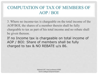 TAX ASSESSMENT OF ASSOCIATION OF PERSONSB(AOP)/BODY OF IDIVIDUALS (BOI) | PPTX | Personal Taxes ...