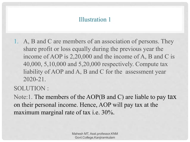 TAX ASSESSMENT OF ASSOCIATION OF PERSONSB(AOP)/BODY OF IDIVIDUALS (BOI ...
