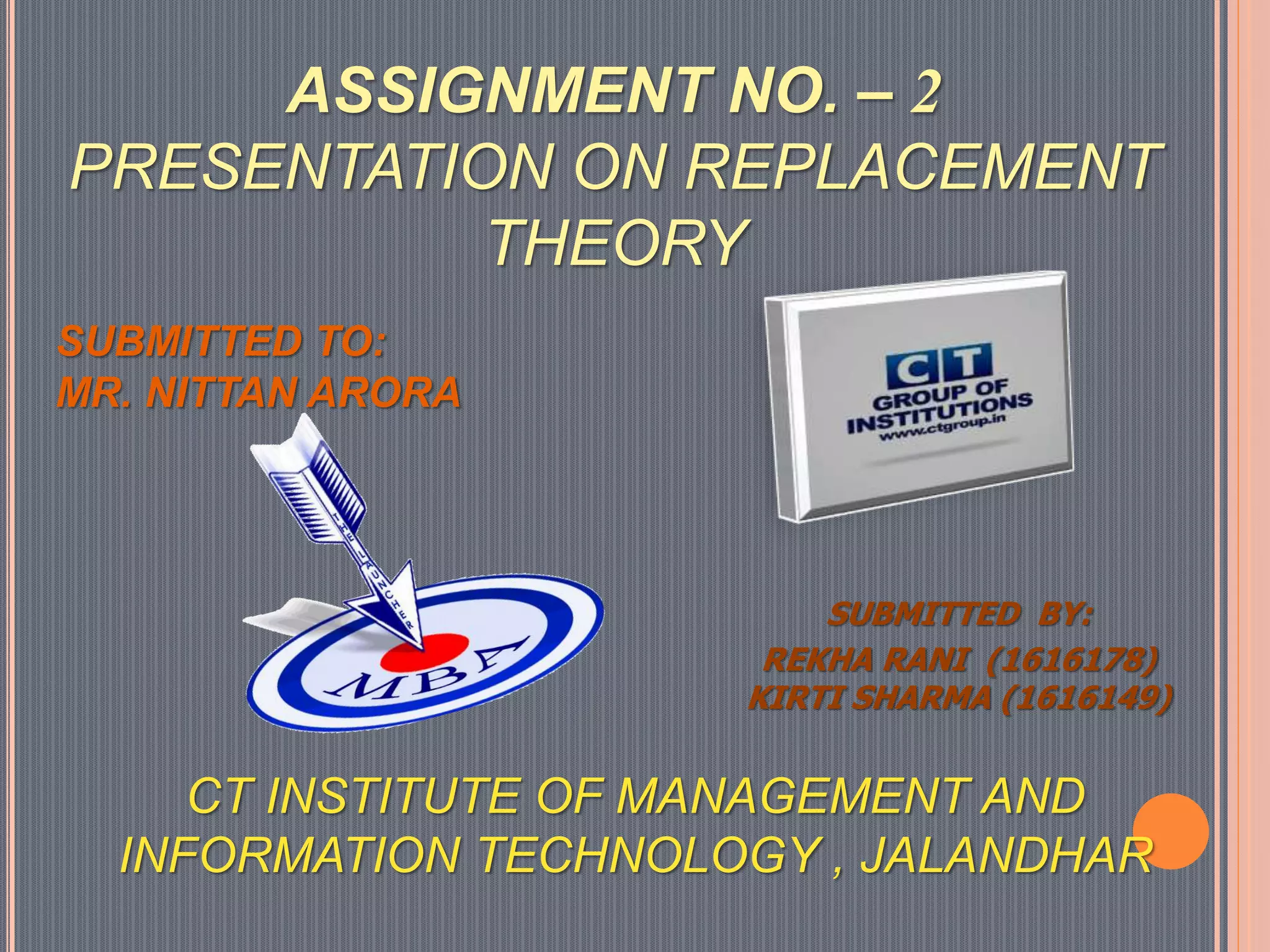Applied Operation Research (AOR) Replacement Theory | PPTX