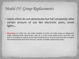 Replacement Theory Models in Operations Research by Dr. Rajesh Timane ...