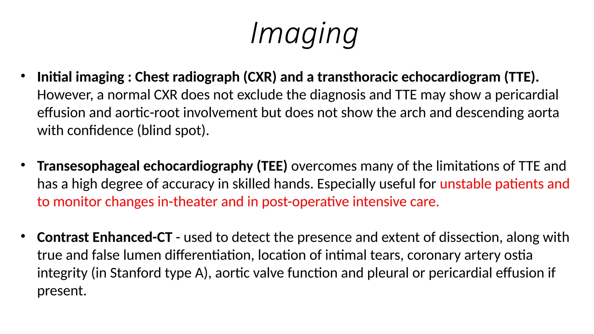 Imaging in Aortic Dissection - classification, findings, complications ...