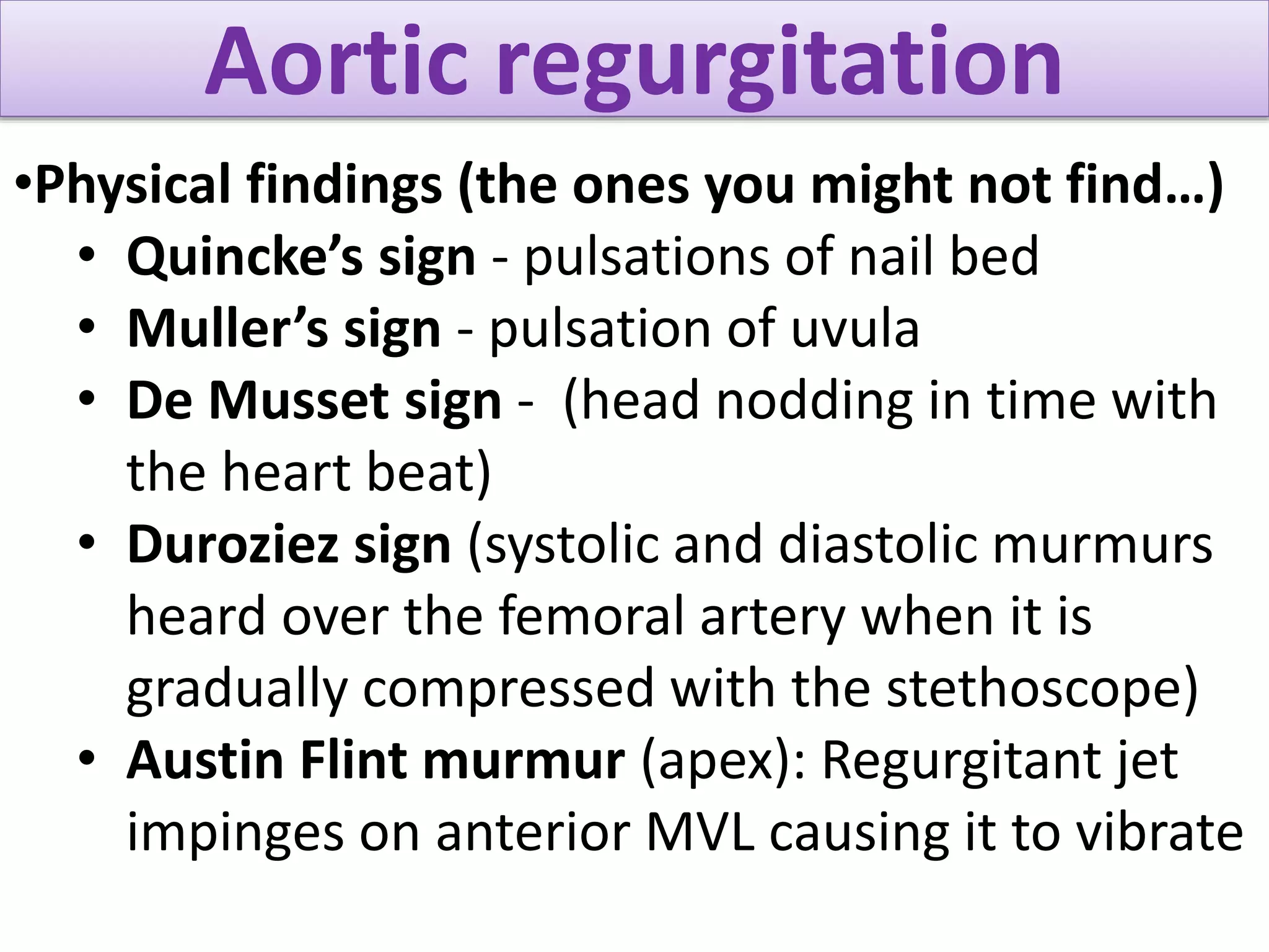 Aortic regurgitation for post graduates | PPSX