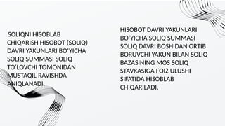 Aylanmadan olinadigan soliqlar boyicha taqdimot | PPT