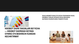 Aylanmadan olinadigan soliqlar boyicha taqdimot | PPT