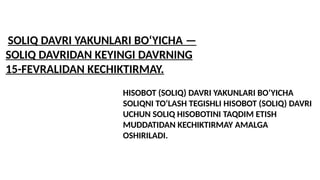 Aylanmadan olinadigan soliqlar boyicha taqdimot | PPT