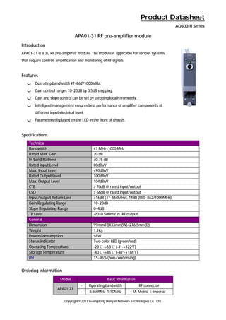 3RU AOS03 Catv optical transmission platform | PDF