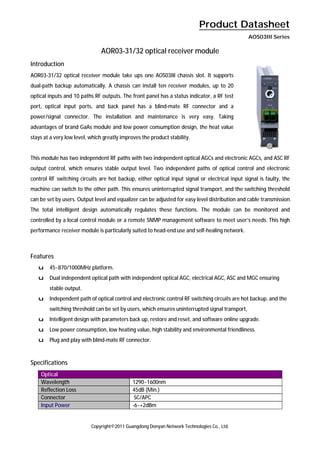 3RU AOS03 Catv optical transmission platform | PDF