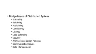 Design Issues of Distributed System (1).pptx | Databases | Computer Software and Applications