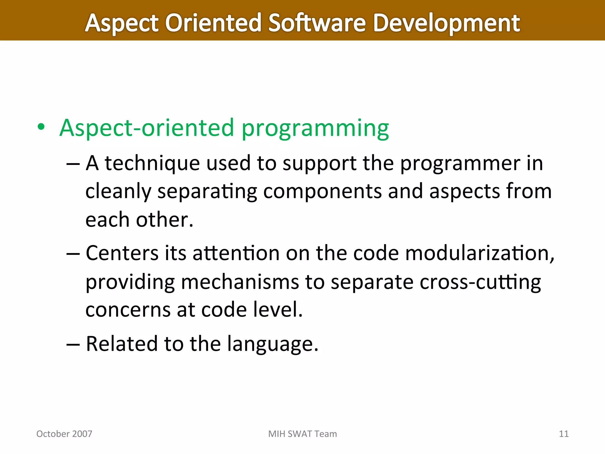 Aspect Oriented Software Development | PDF
