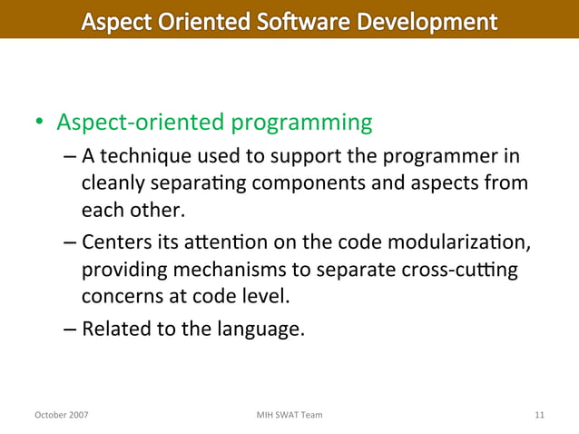 Aspect Oriented Software Development | PDF