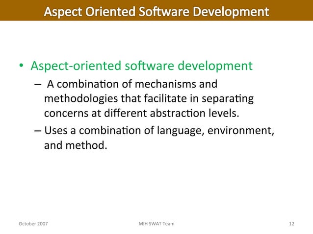 Aspect Oriented Software Development | PDF