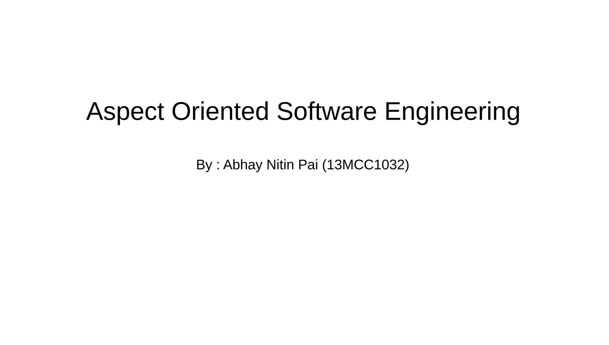Aspect Oriented Software Engineering | PDF