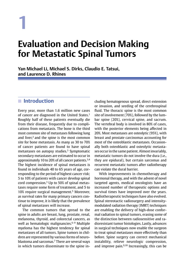 Ao spine masters series volume 1 metastatic spinal tumors | PDF