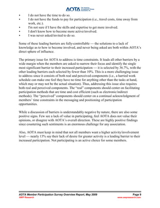 Aota member participation survey may 2009 | PDF