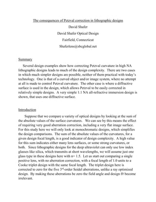The consequences of Petzval correction in lithographic system design | PDF