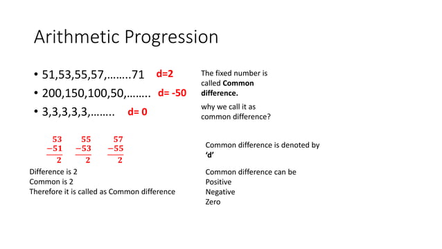 Arithmetic progression | PPTX | Homework and Study | Education