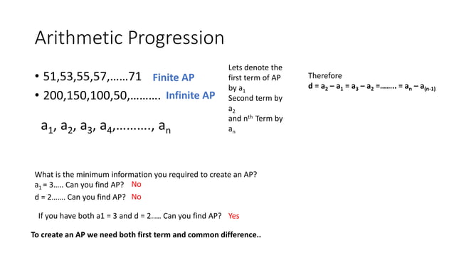 Arithmetic progression | PPTX | Homework and Study | Education