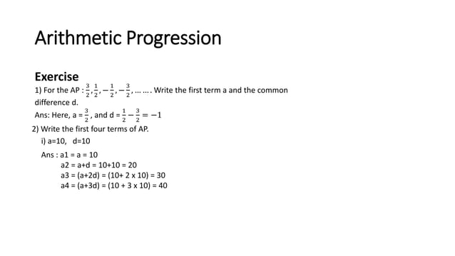 Arithmetic progression | PPT