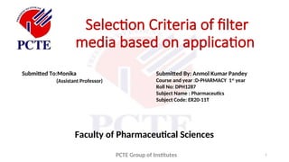 Selection criteria of Filter Media based on application | PPT