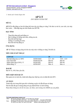 Dầu động cơ 2 Thì AP OIL SINGAPORE | PDF