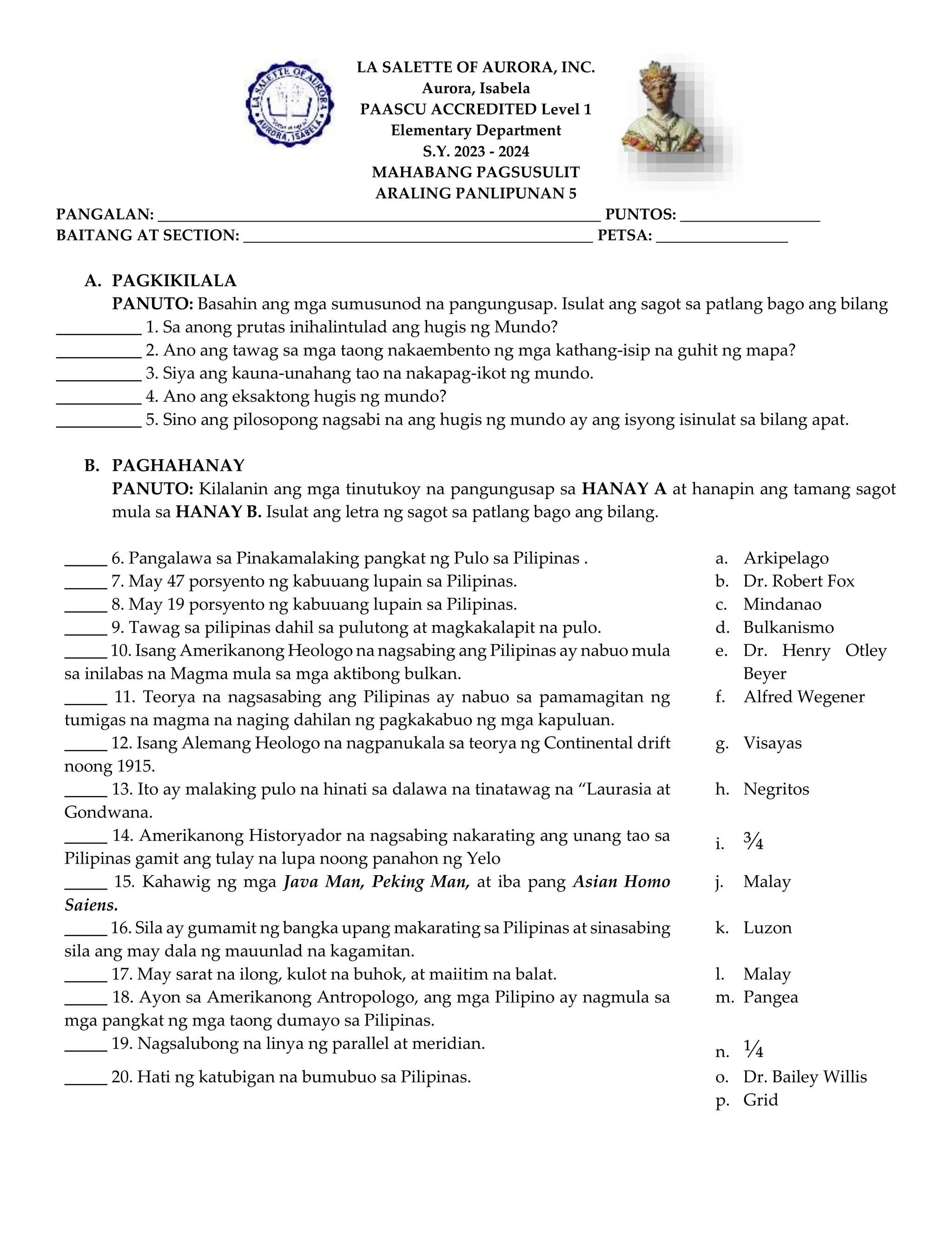 Araling panlipunan Table of Specification | PPT Araling panlipunan Table of Specification | PPT