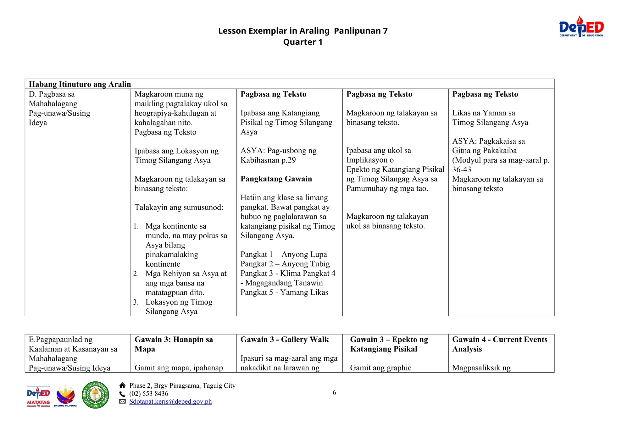 DLL week 4 araling panlipunan Pasagutan sa mga mag-aaral ang mga katanungan sa ibaba. Tingnan ...