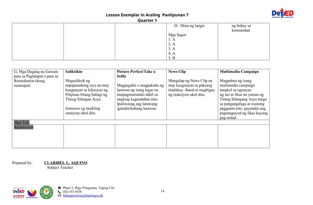 DLL week 4 araling panlipunan Pasagutan sa mga mag-aaral ang mga katanungan sa ibaba. Tingnan ...