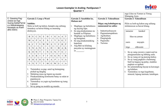 DLL week 4 araling panlipunan Pasagutan sa mga mag-aaral ang mga katanungan sa ibaba. Tingnan ...