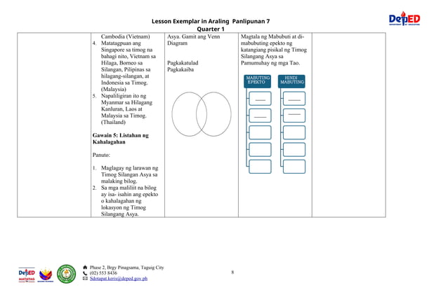 DLL week 4 araling panlipunan Pasagutan sa mga mag-aaral ang mga katanungan sa ibaba. Tingnan ...