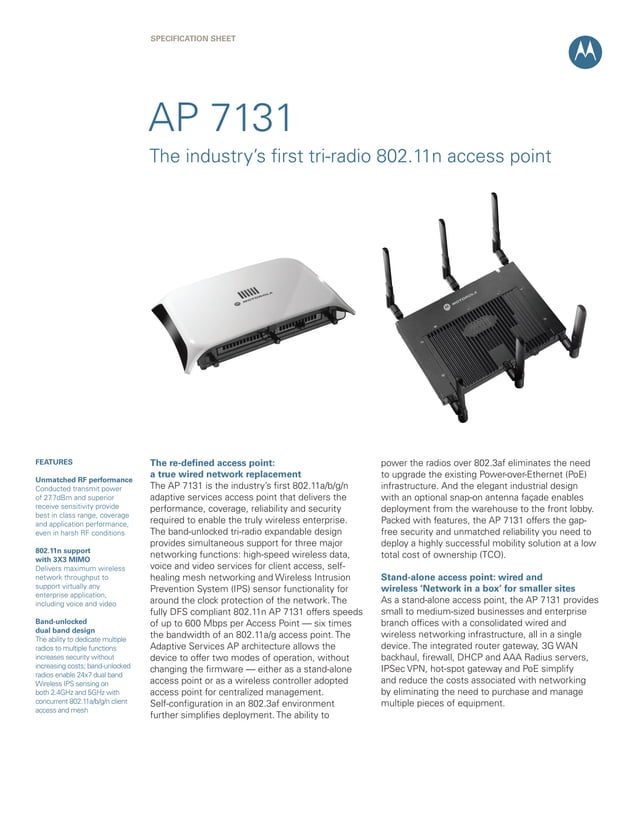 Ap 7131 spec-sheet-0910-web | PDF | Internet of Things | Internet