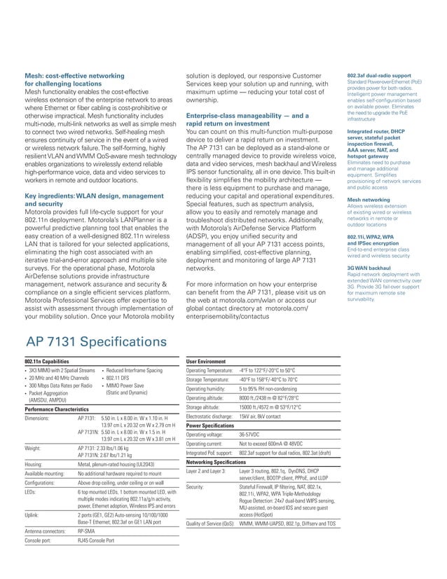 Ap 7131 spec-sheet-0910-web | PDF | Internet of Things | Internet