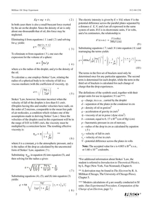 (Ap 8210) millikans oil drop manual | PDF