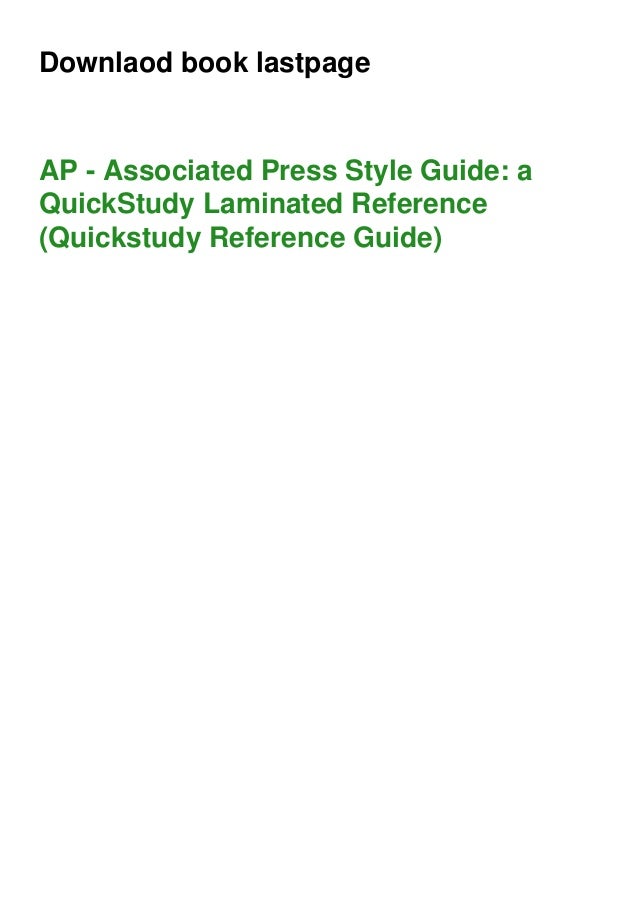DOWNLOAD AP - Associated Press Style Guide: a QuickStudy Laminated ...